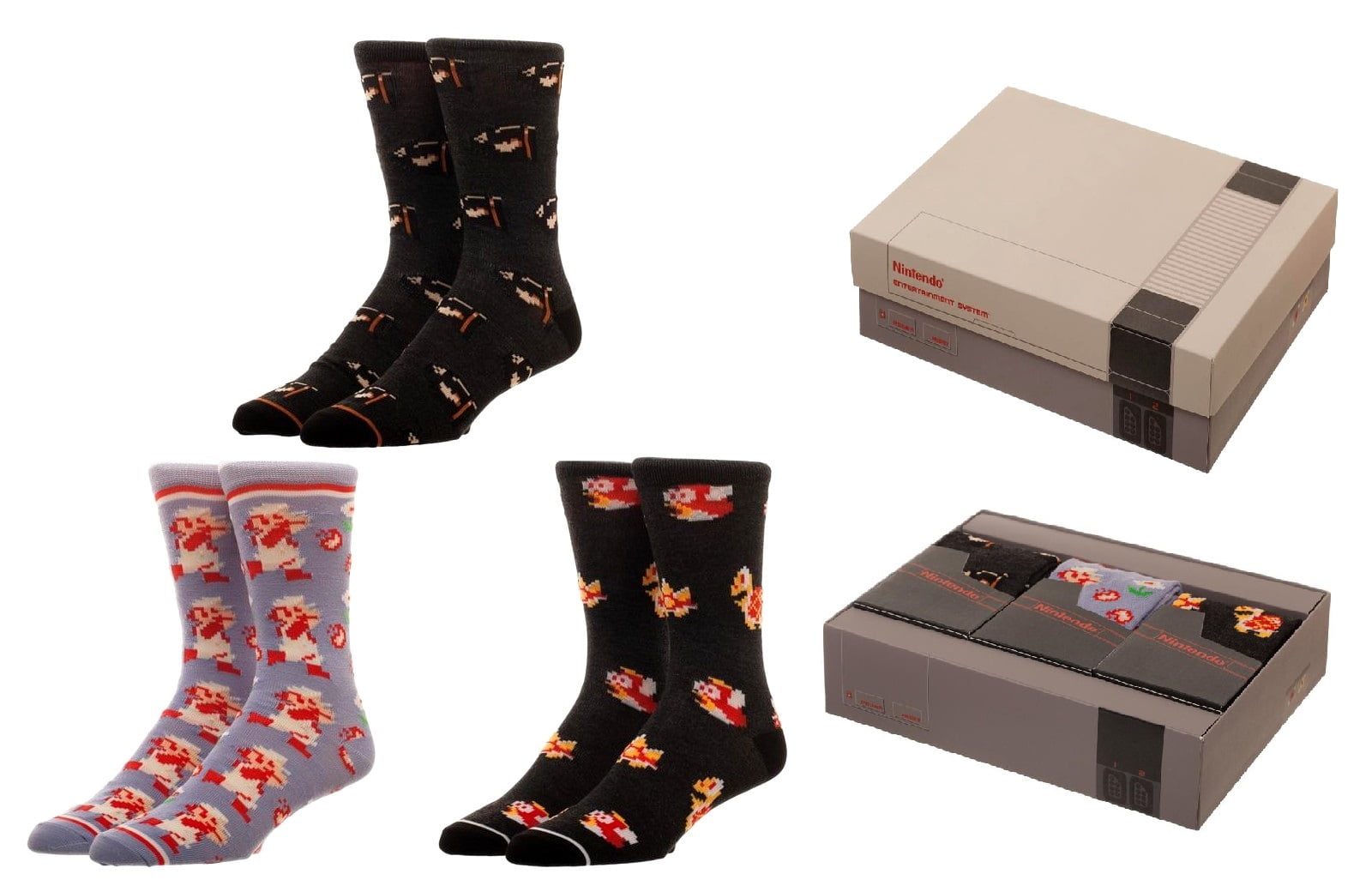 Nintendo Super Mario Bros. 3 Pairs of Crew Socks Video Game Adult Sock ...