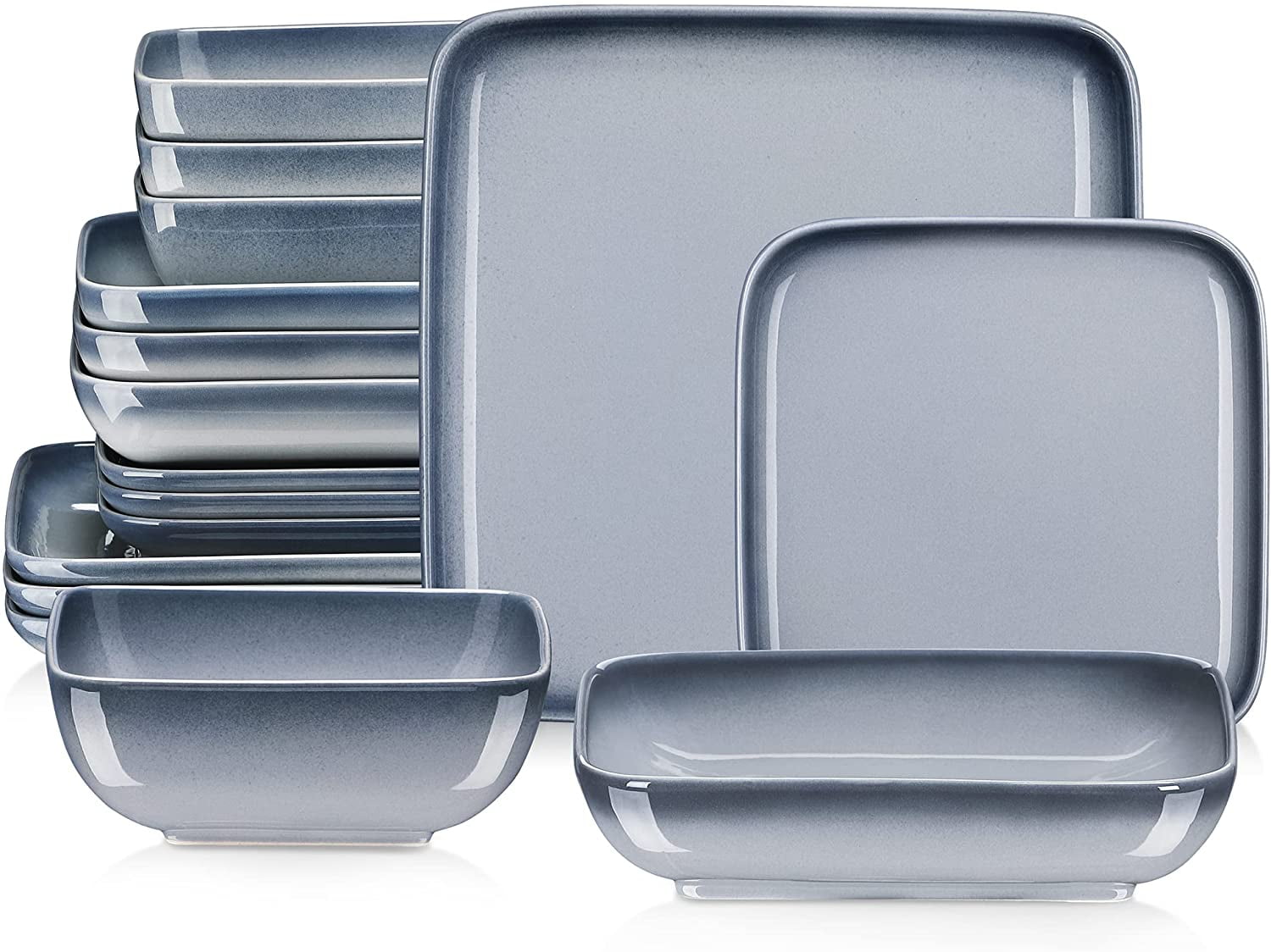 LOVECASA Dinnerware Sets, Stoneware Dinner Set for 12, 48-Piece Round ...