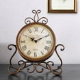 Battery Operated Silent Night Analog Table Clock, Vintage Retro Iron ...