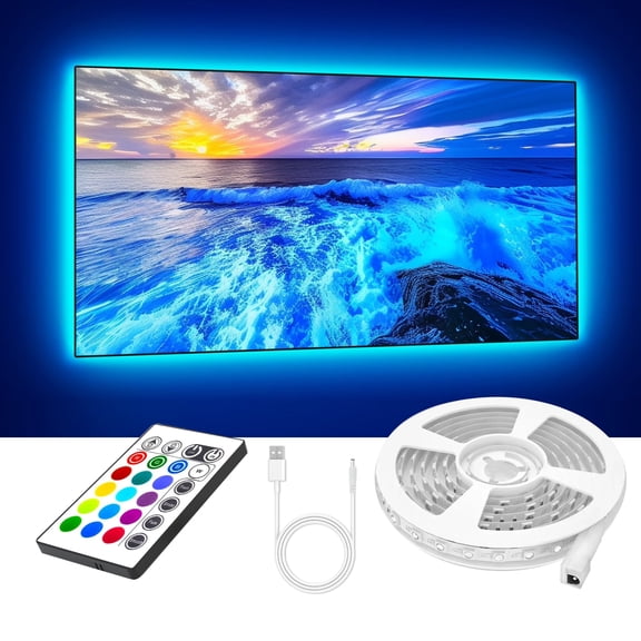 USB Powered RGB 5050 LED Light Strip Computer TV Backlight Remote ...