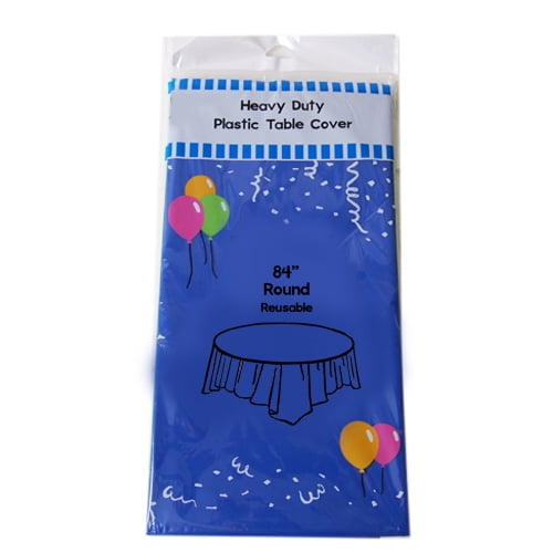(12 Pack) Royal Blue Premium Round Heavy-Duty Plastic Table Covers ...