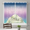 Blue Purple Sheer Curtains Swag Valances for Windows Pink Teal Gradient ...