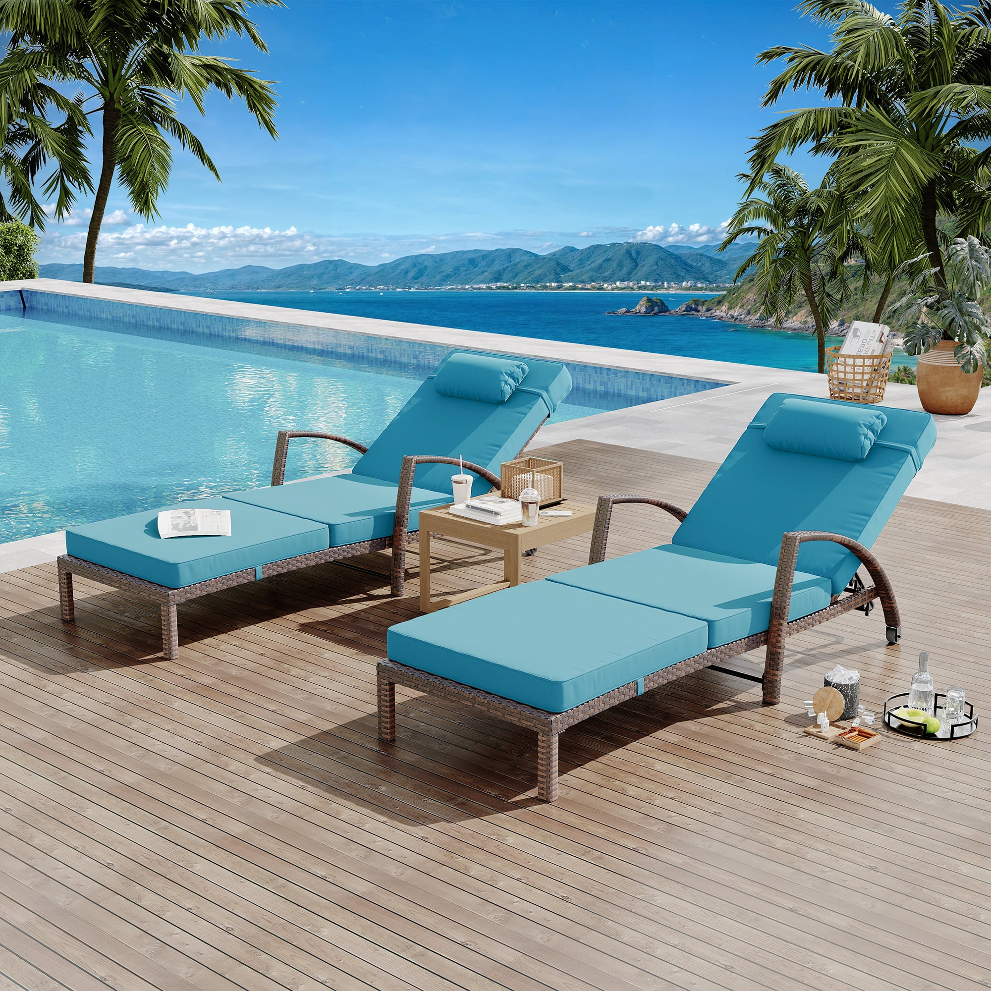 Click here for Gaderth Set Of 2 Patio Chaise Lounge Chairs  Ratta... prices