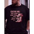 Black Mens Plus Size Graphic T-Shirt With Pink Cowboy Boots Design And ...