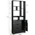 "SEJOV 71"" Black Bookshelf with 3 Drawers and Door, Tall Wood ...