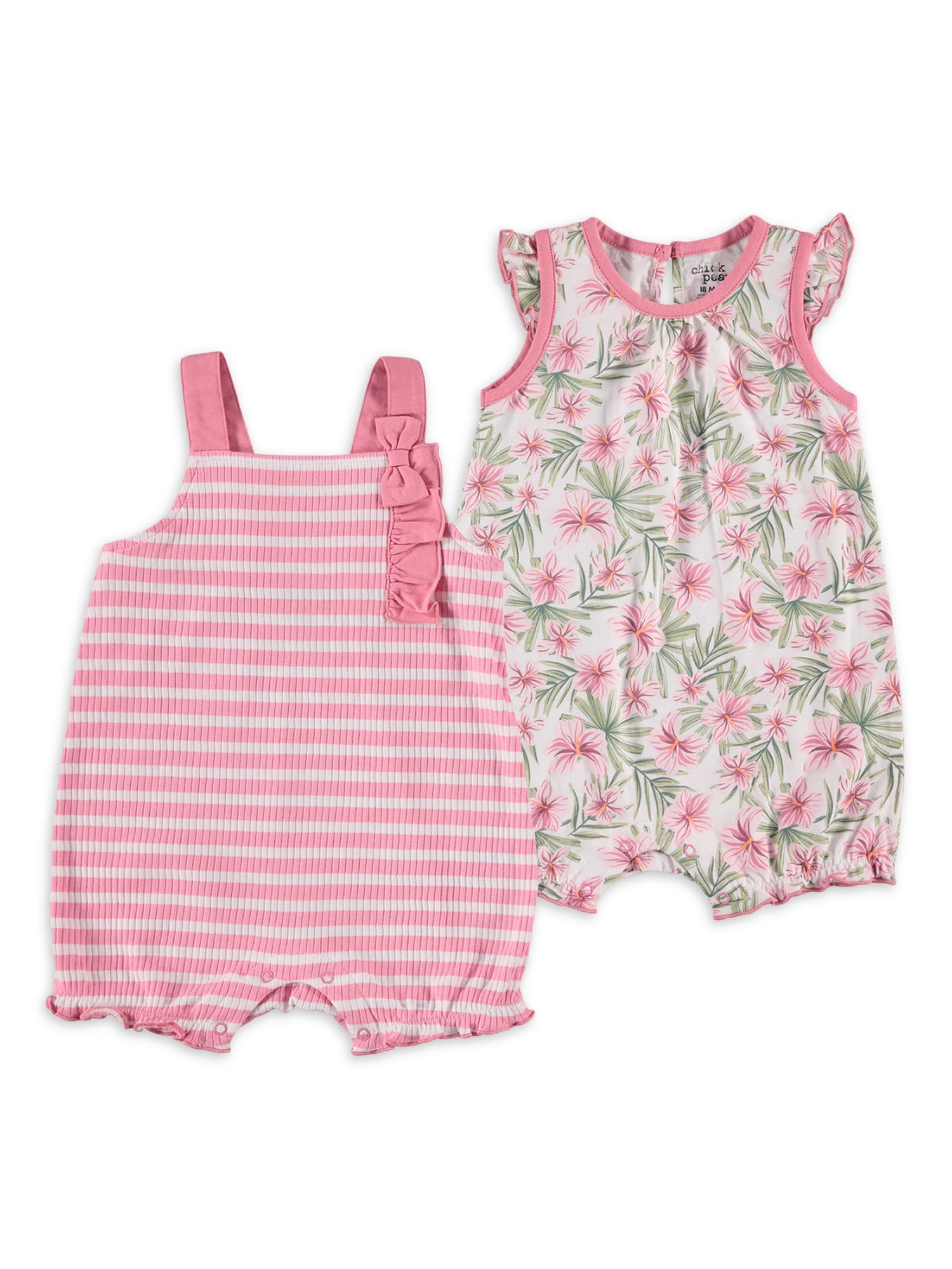 Chick Pea Baby Girl 2 Pk Rompers, Sizes Newborn-9 Months - Walmart.com