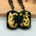 GKNET Best Yellow Gold Leaf Dark Jade Double Happy Dragon Phoenix ...