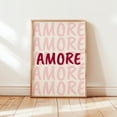 Affixzi Amore Pink Wall Art, Romantic Typography Print, Modern ...