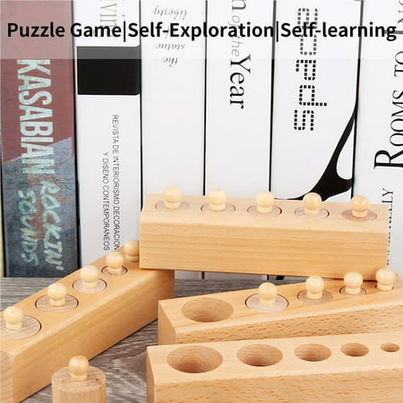 Cylindrical Base Socket Educational Wooden Toys Cylinders Ladder Blocks ...