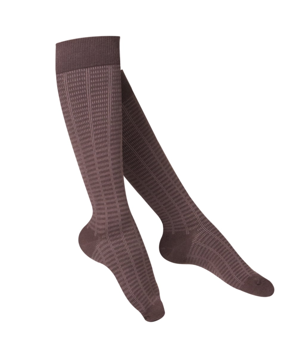 Touch Women's Knee High Compression Socks, 15-20 mmHg, Brown Checkered ...
