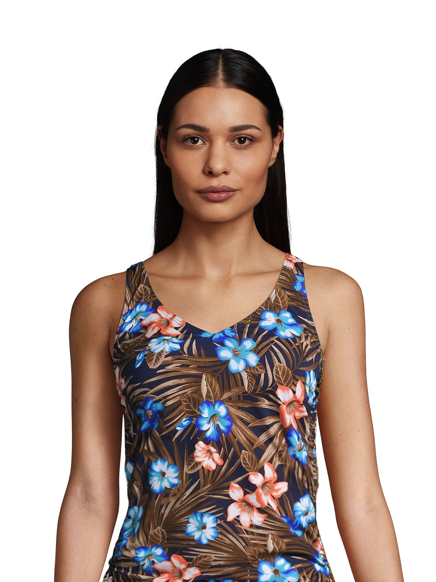 Lands' End Women's Long Chlorine Resistant Adjustable V-neck Underwire ...