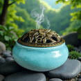 Ceramic Ice Crack Coil Incense Burner with Copper Cover, Colorful ...