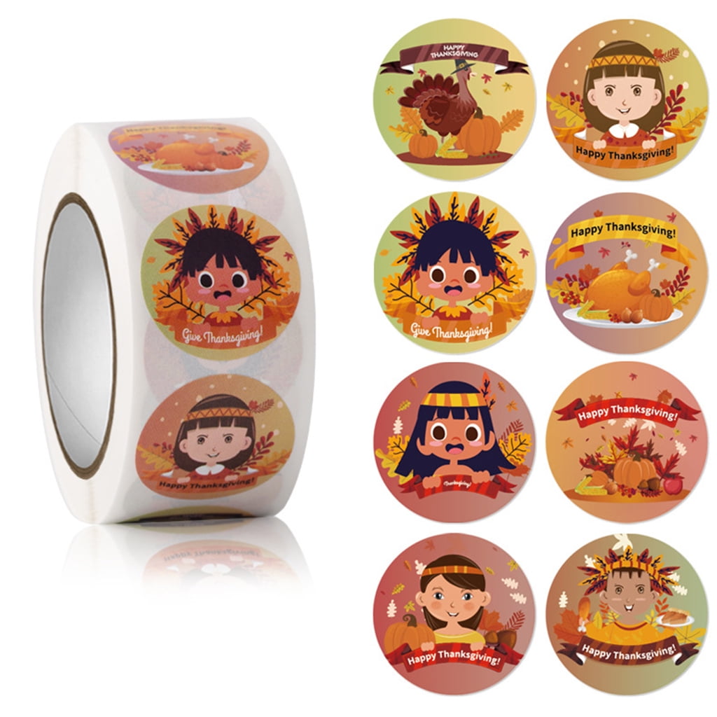 Techinal 500pcs Happy Thanksgiving Day Stickers Funny Grateful Design ...