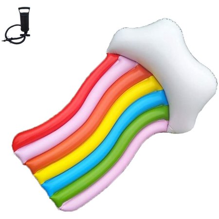 Pool Floats Inflatable Raft Rainbow Floatie Swimming Pool Lounger ...