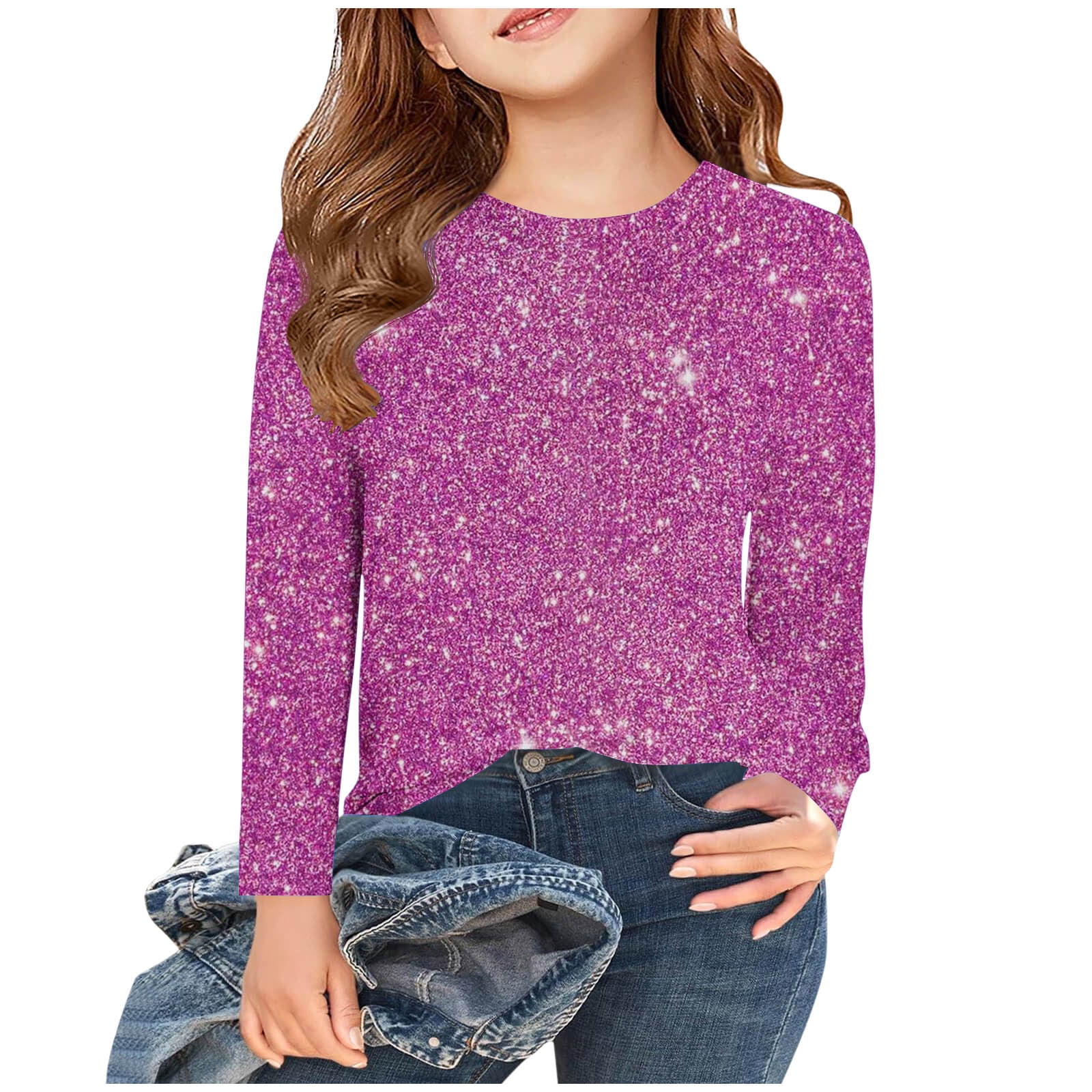 Click here for Faiwad Girls Sparkly Glitter Long Sleeve Tops Kids... prices
