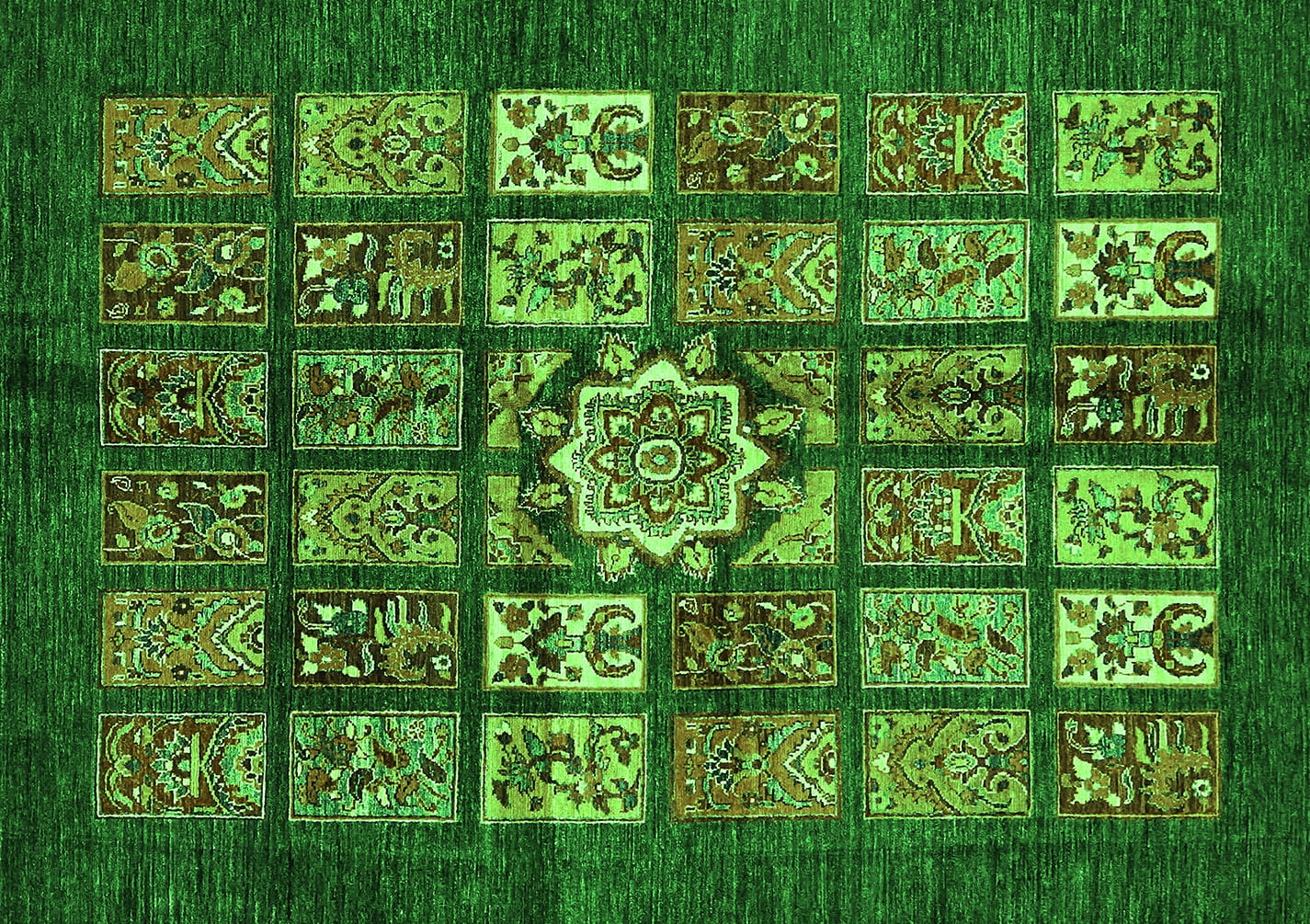 Ahgly Company Indoor Rectangle Abstract Green Modern Area Rugs, 7' x 9 ...