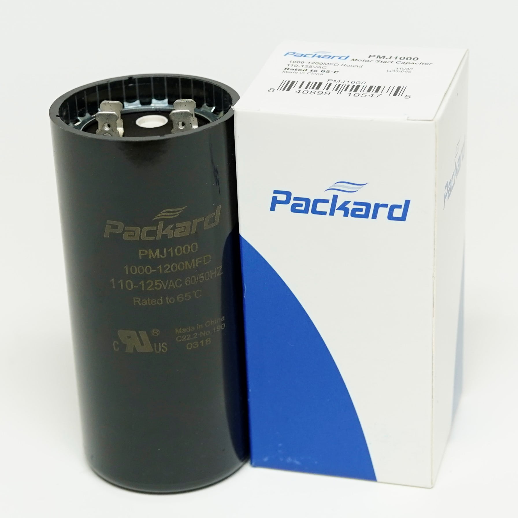 Packard PMJ1000 Motor Start Capacitor. 1000-1200 MFD UF / 110-125 VAC ...