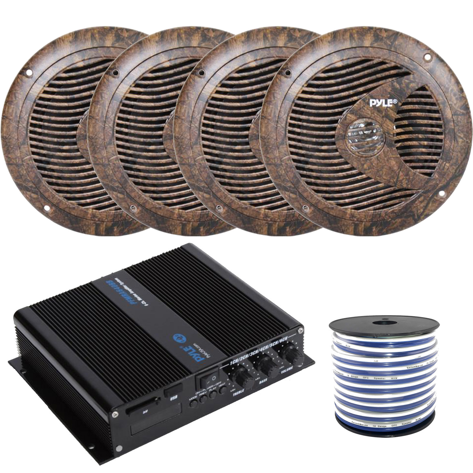 4 x Pyle 6.5" Marine Weather Resistant Audio Stereo Speakers, Pyle 6 ...