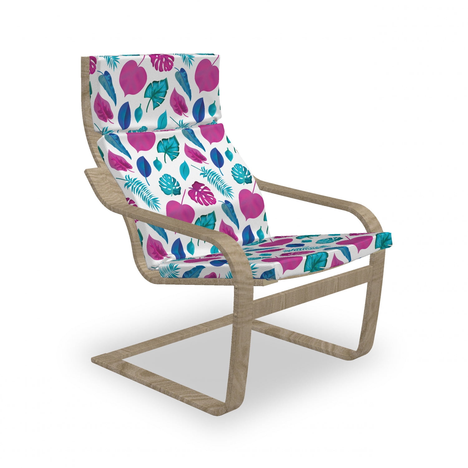 Exotic Armchair Pad and Slipcover, Abstract Tropical Foliage Pattern on ...