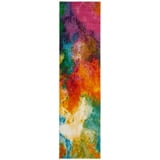 SAFAVIEH Watercolor Allison Abstract Colorful Runner Rug, Orange/Green ...