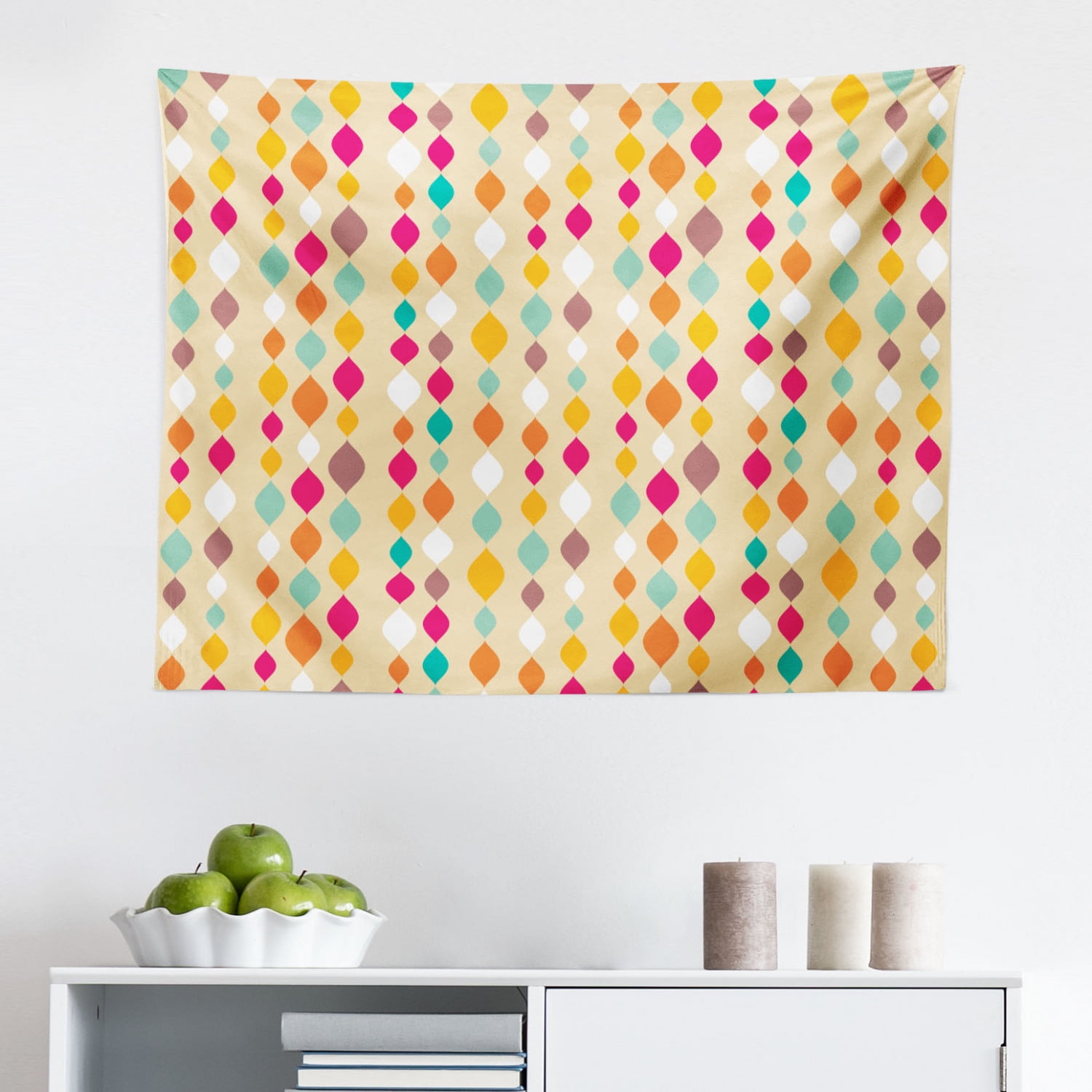 Abstract Tapestry, Memphis Art Style Creative Shapes Zigzags Triangles ...