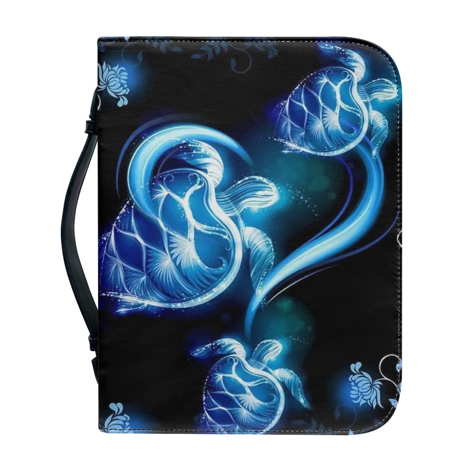 Xoenoiee Blue Neon Turtles Pattern Faux Leather Bible Cover for Men ...