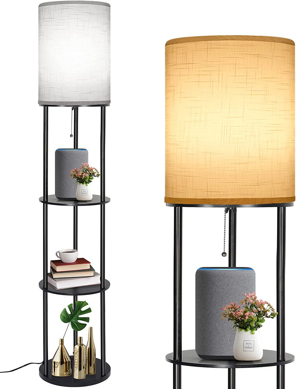 Buy Outon 63 Floor Lamp with Shelves, LED Column Modern Standing Lamps ...