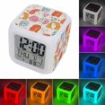 Alarm Clocks Feminine Sketch Digital Clock 7 Color LED Night Light ...