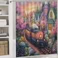 Colorful Town Train Flowers Shower Curtain 4 Piece Sets Rug Toilet Lid ...