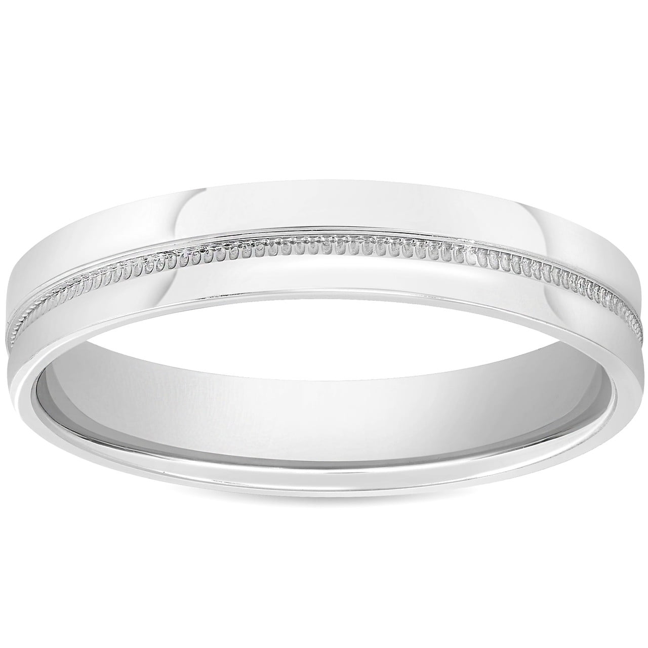 Click here for Pompeii3 Mens 10k White Gold 4mm Flat Band High Po... prices