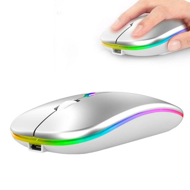 LED Wireless Mouse, Rechargeable Silent RGB Light Up Computer Mouse ...