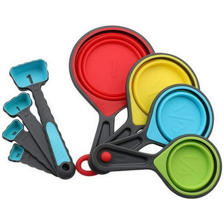 Folding Silicone Creative Measure and Spoons Set 8 Piece Portable ...