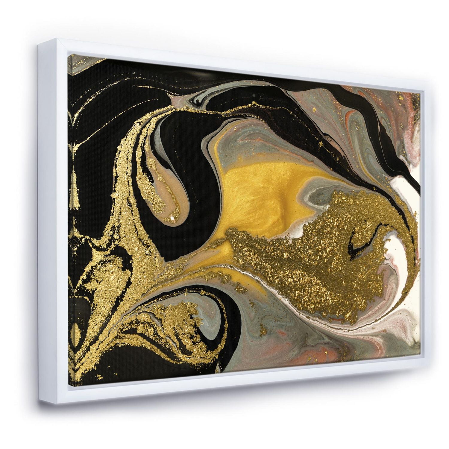 Click here for Designart Gold And Black Marbled Rippled Texture I... prices
