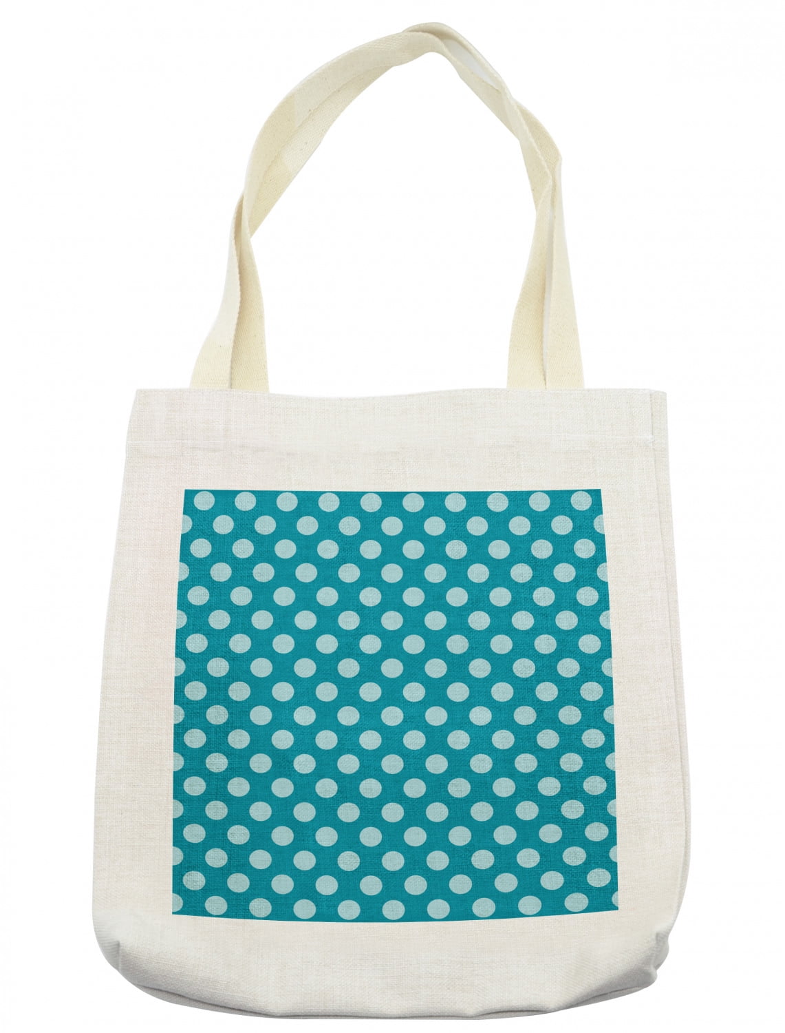 Teal Tote Bag, Retro Style Pattern with Polka Dots Soft High Seas ...