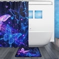 Bath Curtain & 66x72in Non-Slip Bath Mat Set 12-Grommet Shower Curtain ...