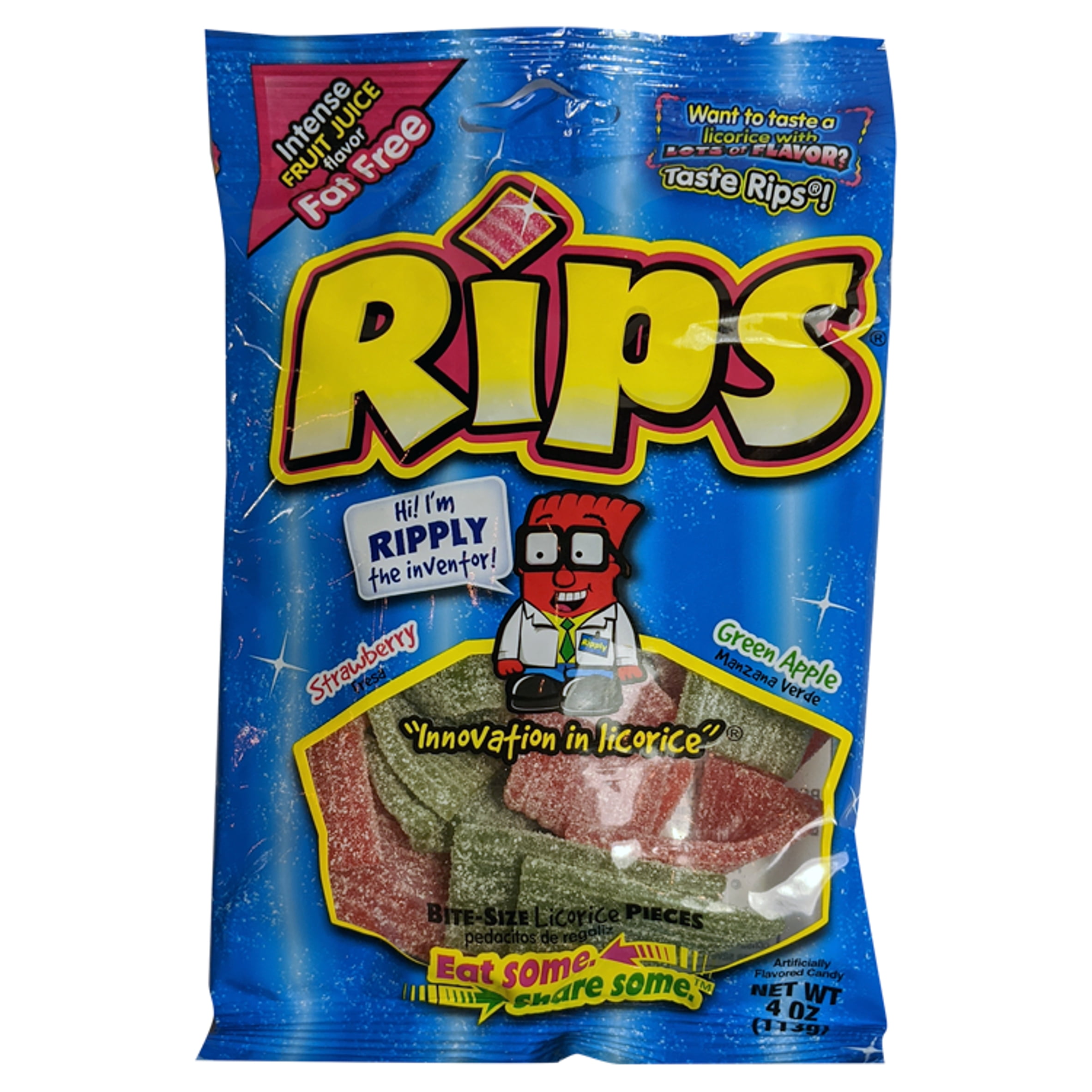 Rips Strawberry and Green Apple Bite-Size Licorice Pieces, 4 oz ...