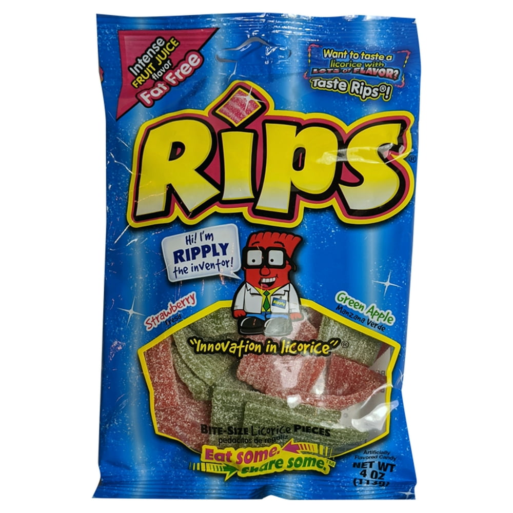 Rips Strawberry and Green Apple Bite-Size Licorice Pieces, 4 oz ...