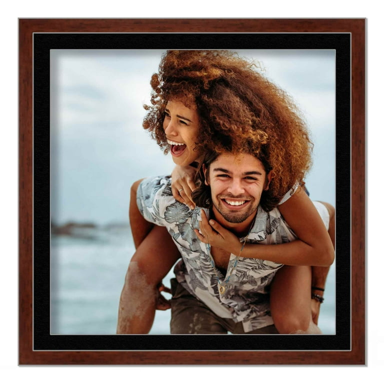 9x9 Frame Walnut With Black Picture Mat For 9x9 Photo Walnut 12x12 Frame To Display Print or