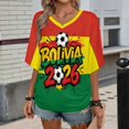 2026 Soccer Game Country Name Print V Neck T Shirt for Women Short ...
