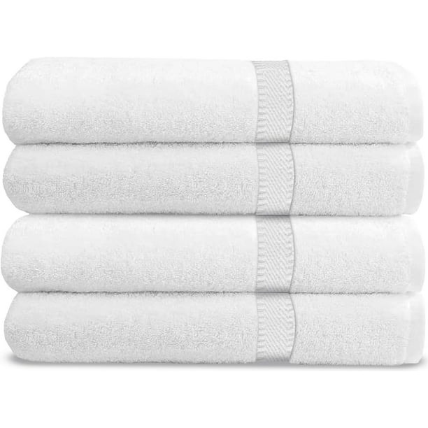 Canadian Linen Cashmere Economy 4 Pack White Bath Towels Set 27"x54 ...