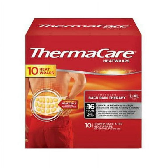 ThermaCare Lower Back & Hip Pain Relief Heat Wraps, Large/XL, 10 Count ...
