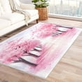 Cherry Blossom Area Rugs, Pink Tree Floral Pattern Carpet, Washable Non ...