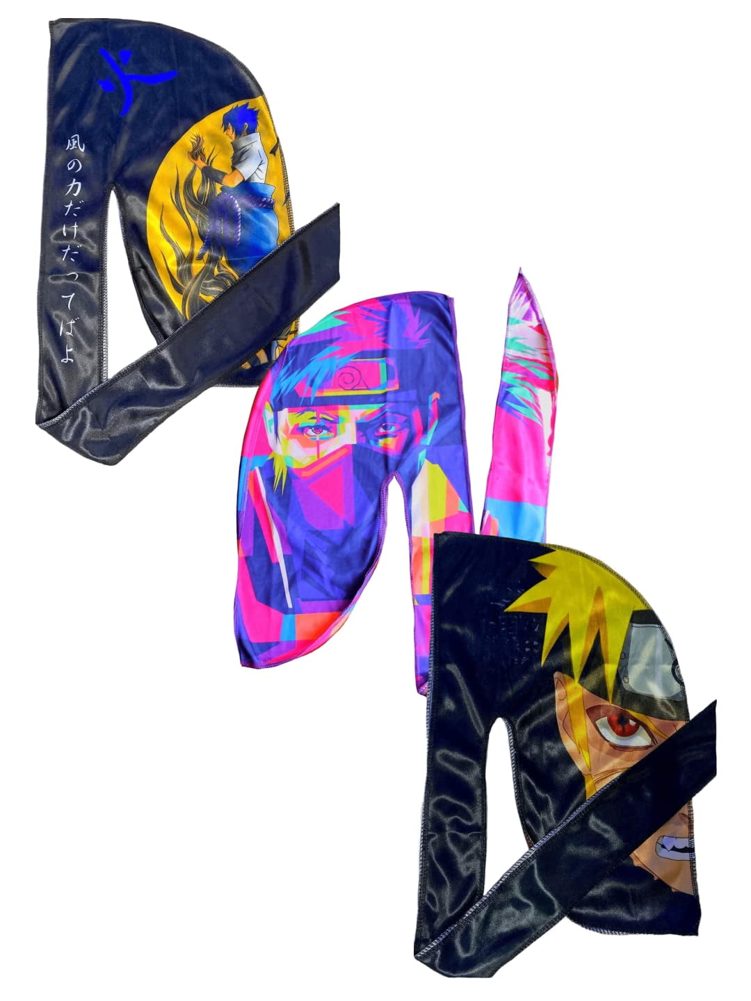 Silky Anime Durag Trinity - 3pcs Set Durag with Long Tails and ...