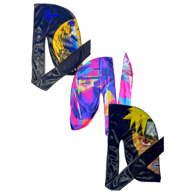 Silky Anime Durag Trinity - 3pcs Set Durag with Long Tails and ...