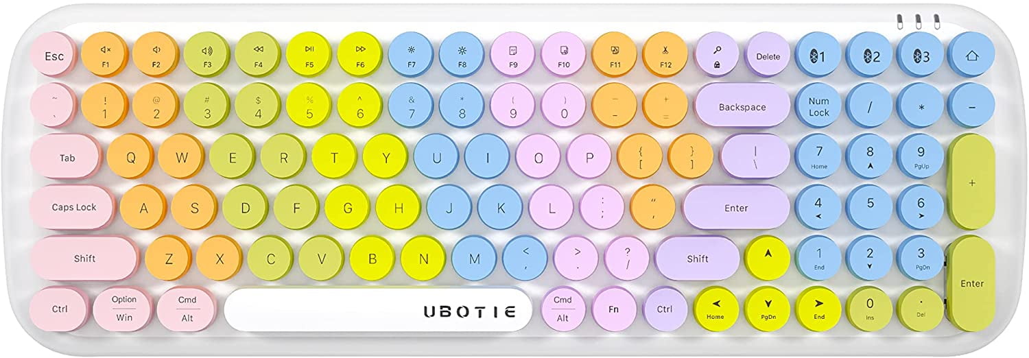 UBOTIE Colorful Bluetooth 100Keys Keyboards, Wireless Compact Rainbow ...