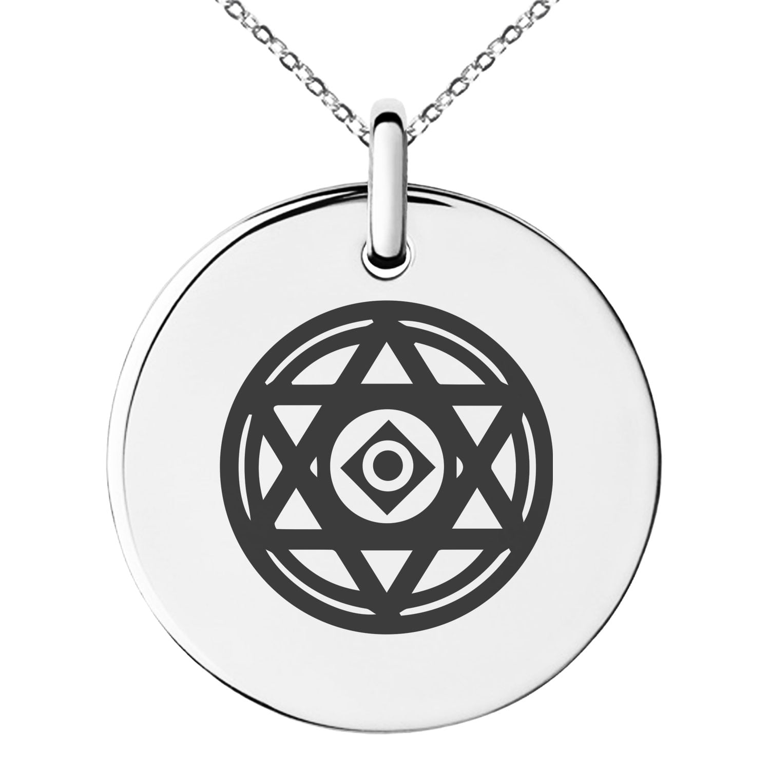 Stainless Steel Conjuration Magic Rune Engraved Small Medallion Circle ...