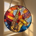 Saxophone Music Scene Round Suncatcher – Stained Glass Style Window ...