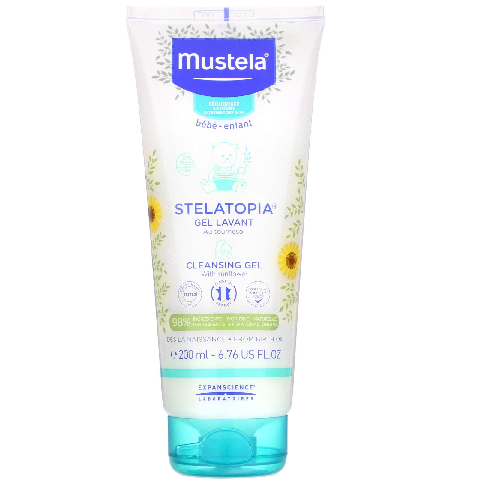 Mustela Stelatopia Cleansing Gel with Sunflower, 6.76 fl oz (200 ml ...
