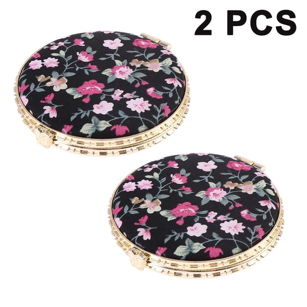 2 pieces portable compact mirror, two-sided cosmetic mirror, retro ...