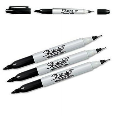Sharpie Twin Tip Permanent Markers, Fine and Ultra Fine, Black, 4 Count ...